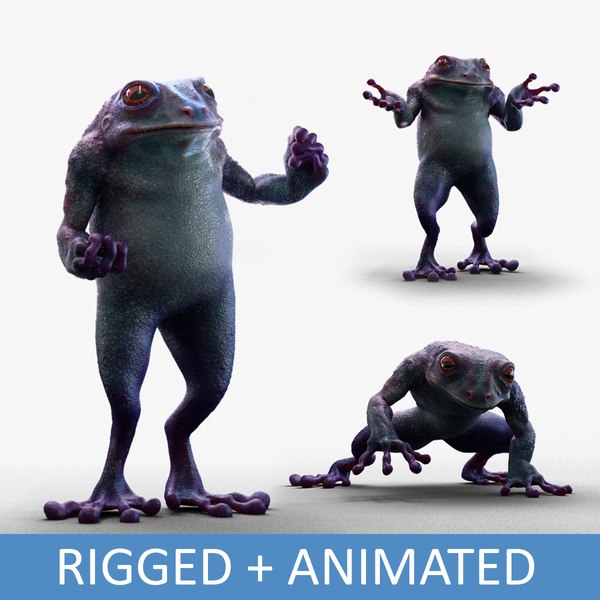 Blue Frog Character - Rigged Animated Different Poses Game Ready 3D 모델 ...