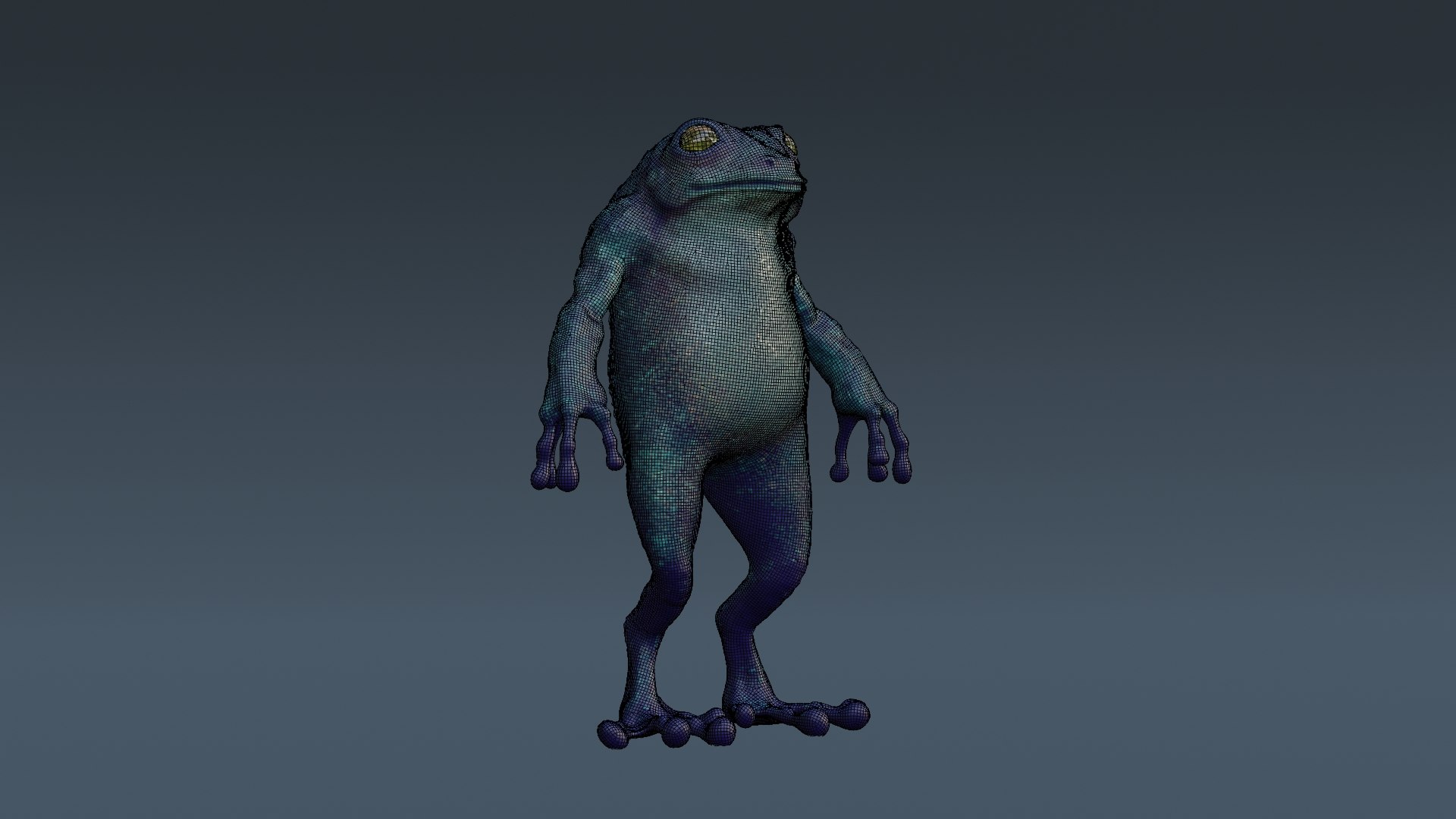 3D Blue Frog Character - Rigged Animated Different Poses Game Ready ...