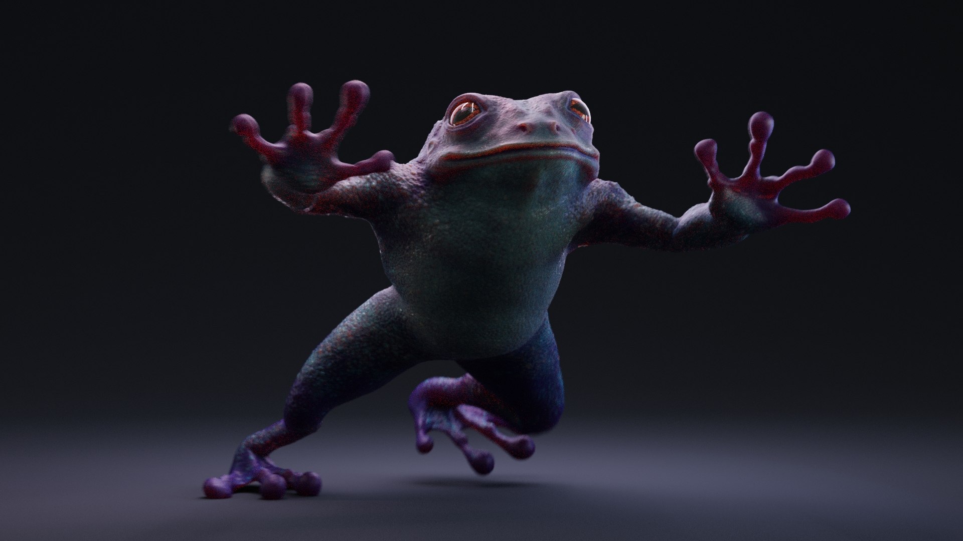 3D Blue Frog Character - Rigged Animated Different Poses Game Ready ...