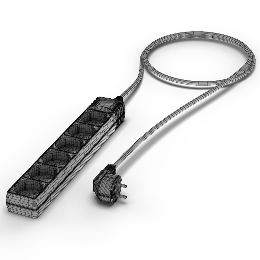3d European Power Strip Plug Model