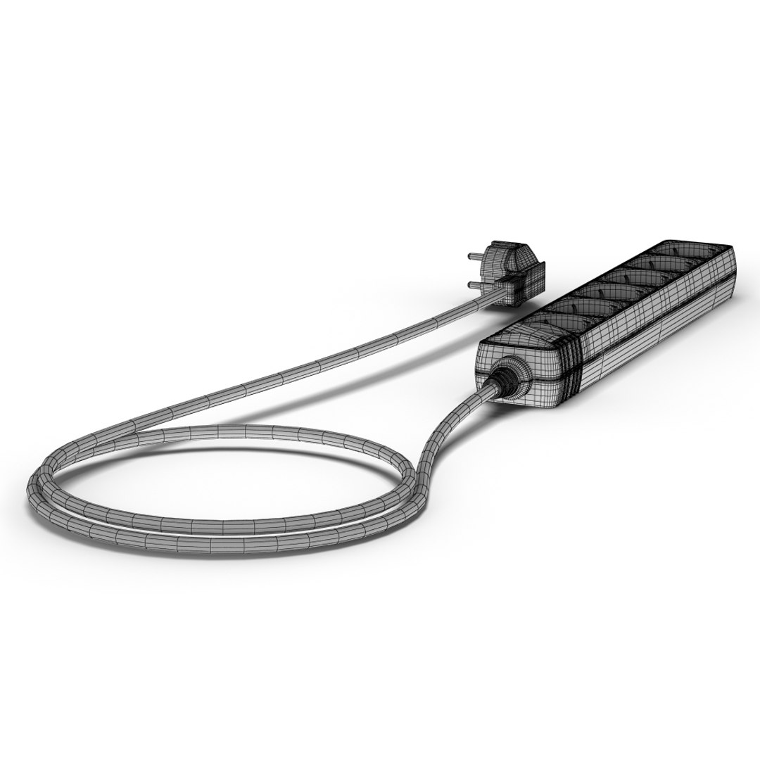 3d European Power Strip Plug Model