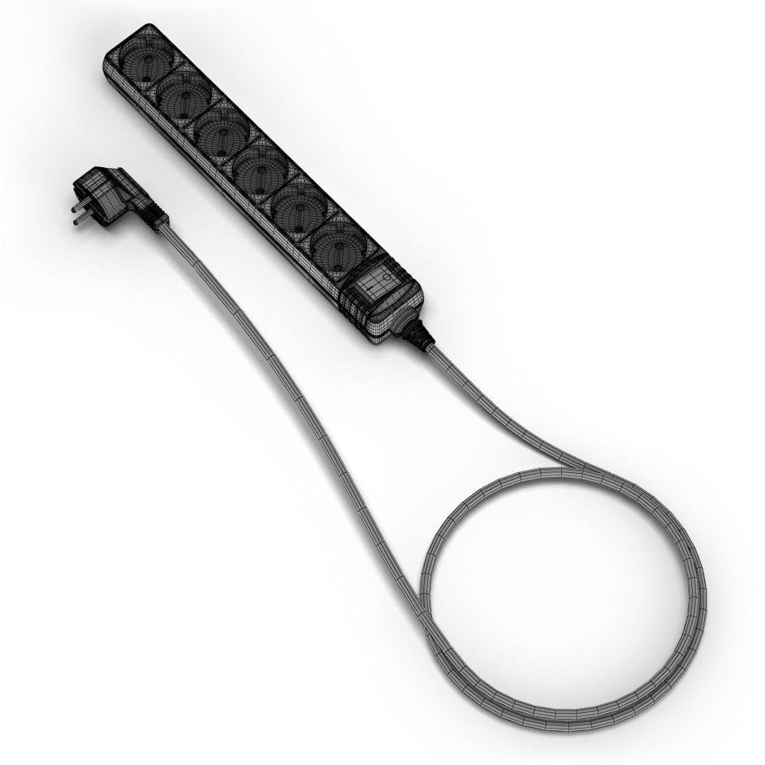 3d European Power Strip Plug Model
