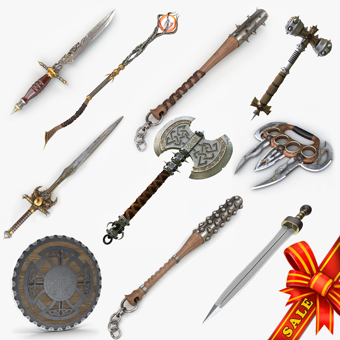 3d model weapons axe staff