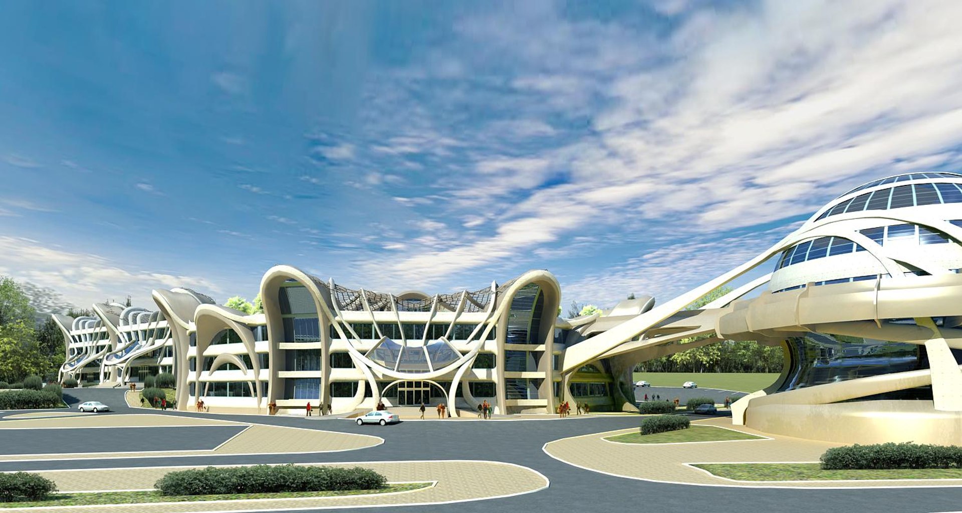 3d Architecture Buildings Futuristic Complex