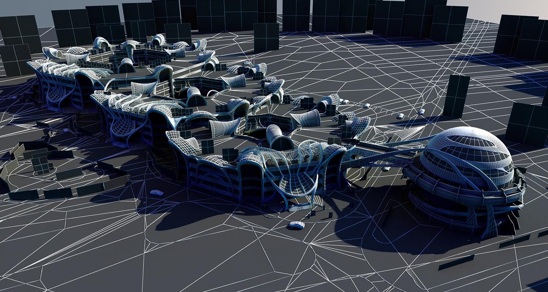 3d Architecture Buildings Futuristic Complex