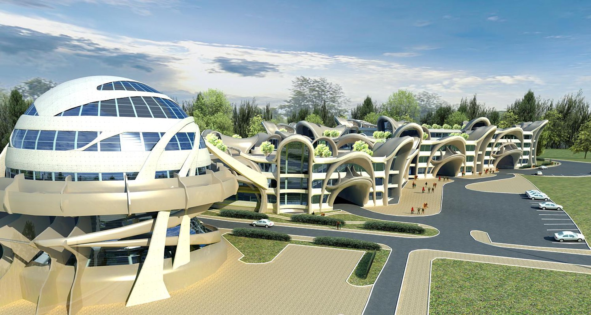 3d Architecture Buildings Futuristic Complex