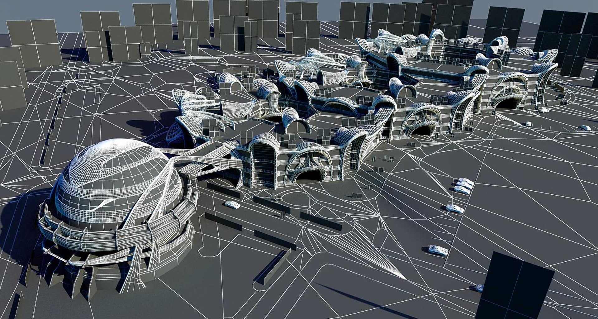 3d Architecture Buildings Futuristic Complex