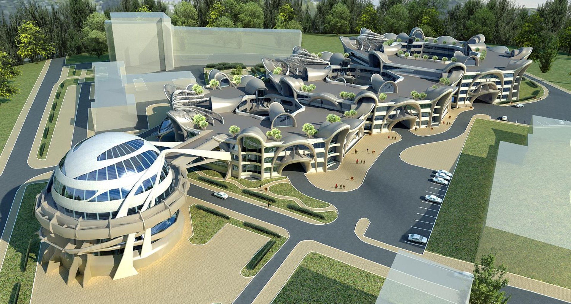 3d Architecture Buildings Futuristic Complex