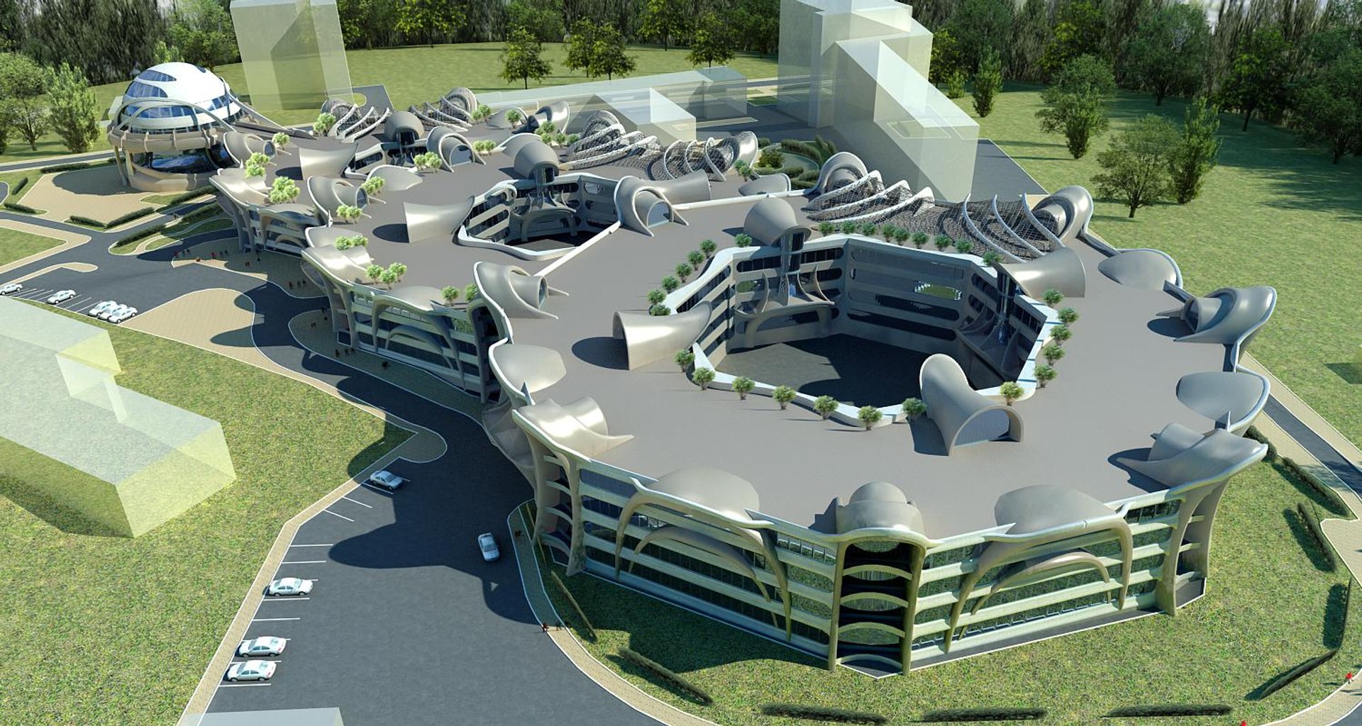 3d Architecture Buildings Futuristic Complex