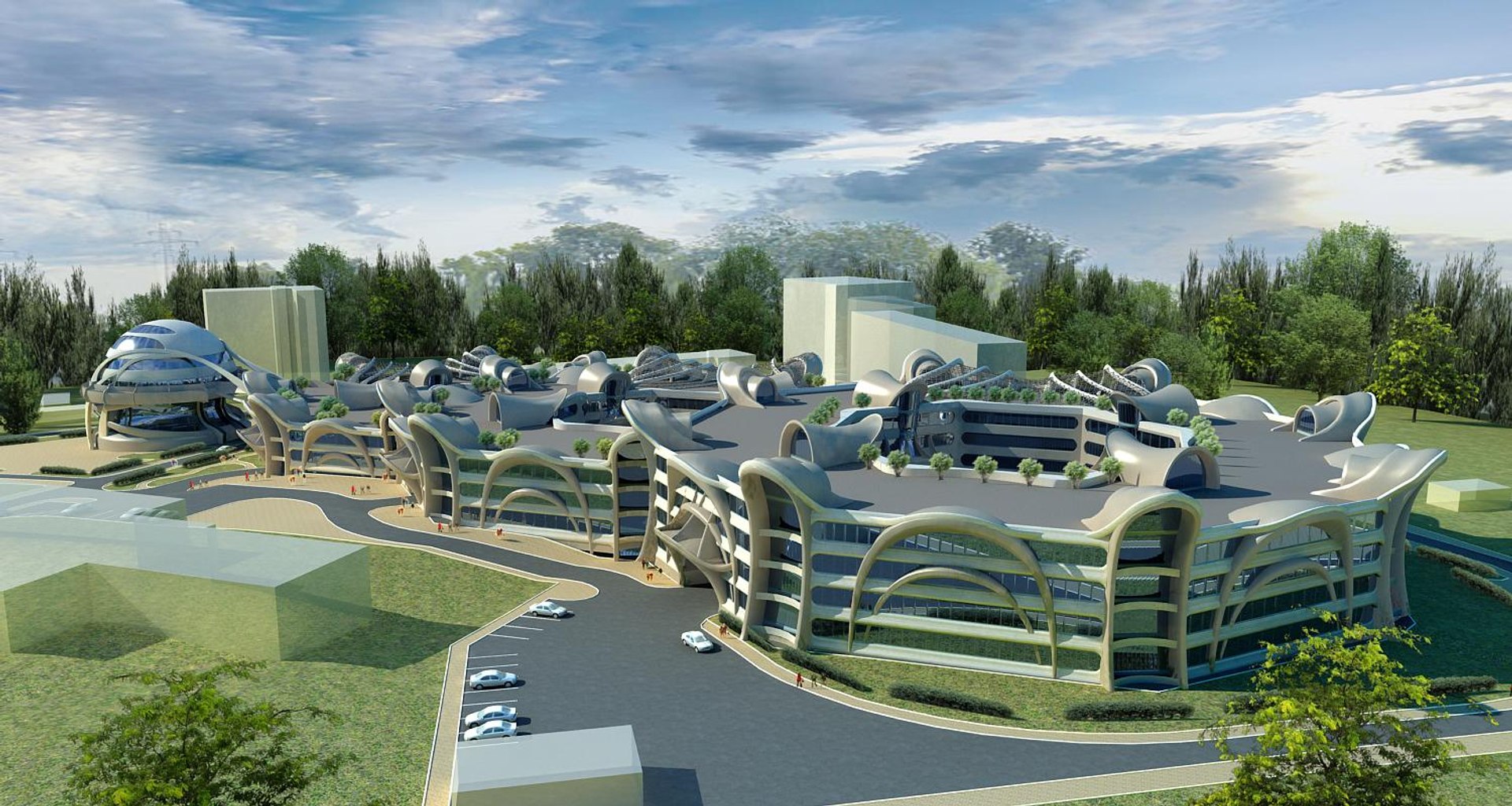 3d Architecture Buildings Futuristic Complex