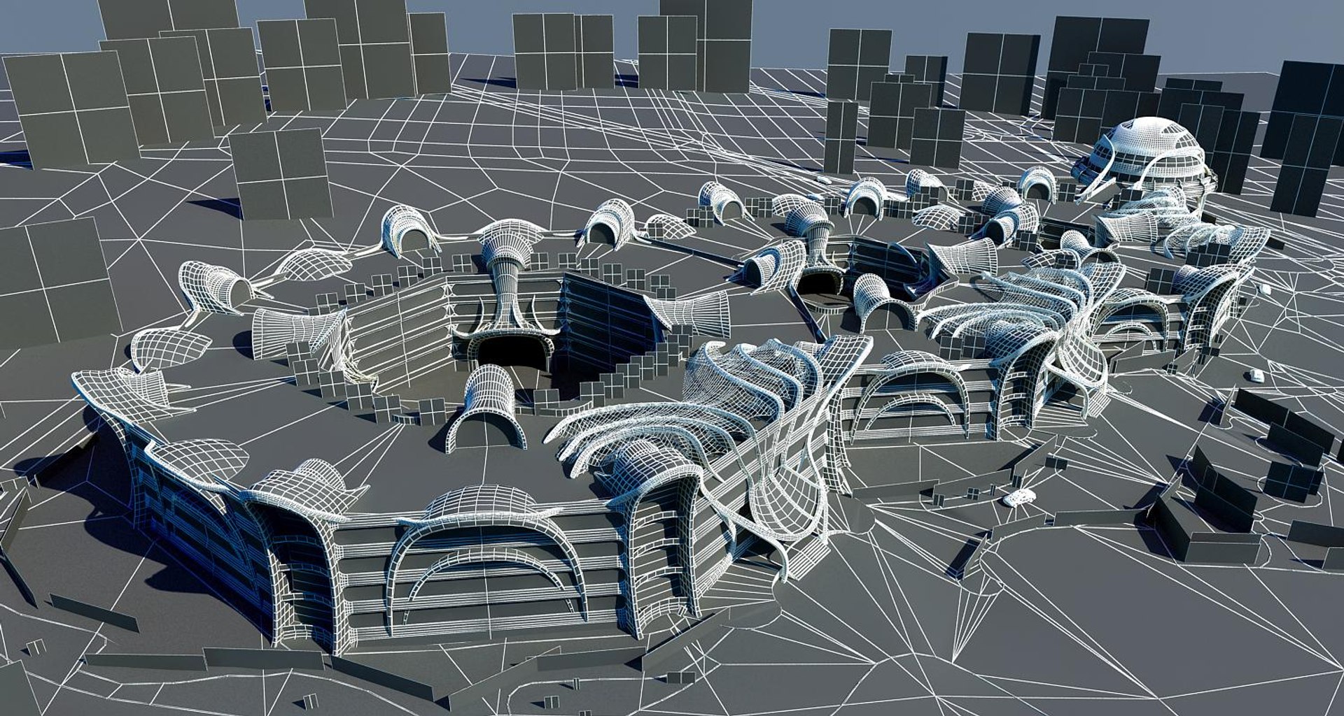 3d Architecture Buildings Futuristic Complex