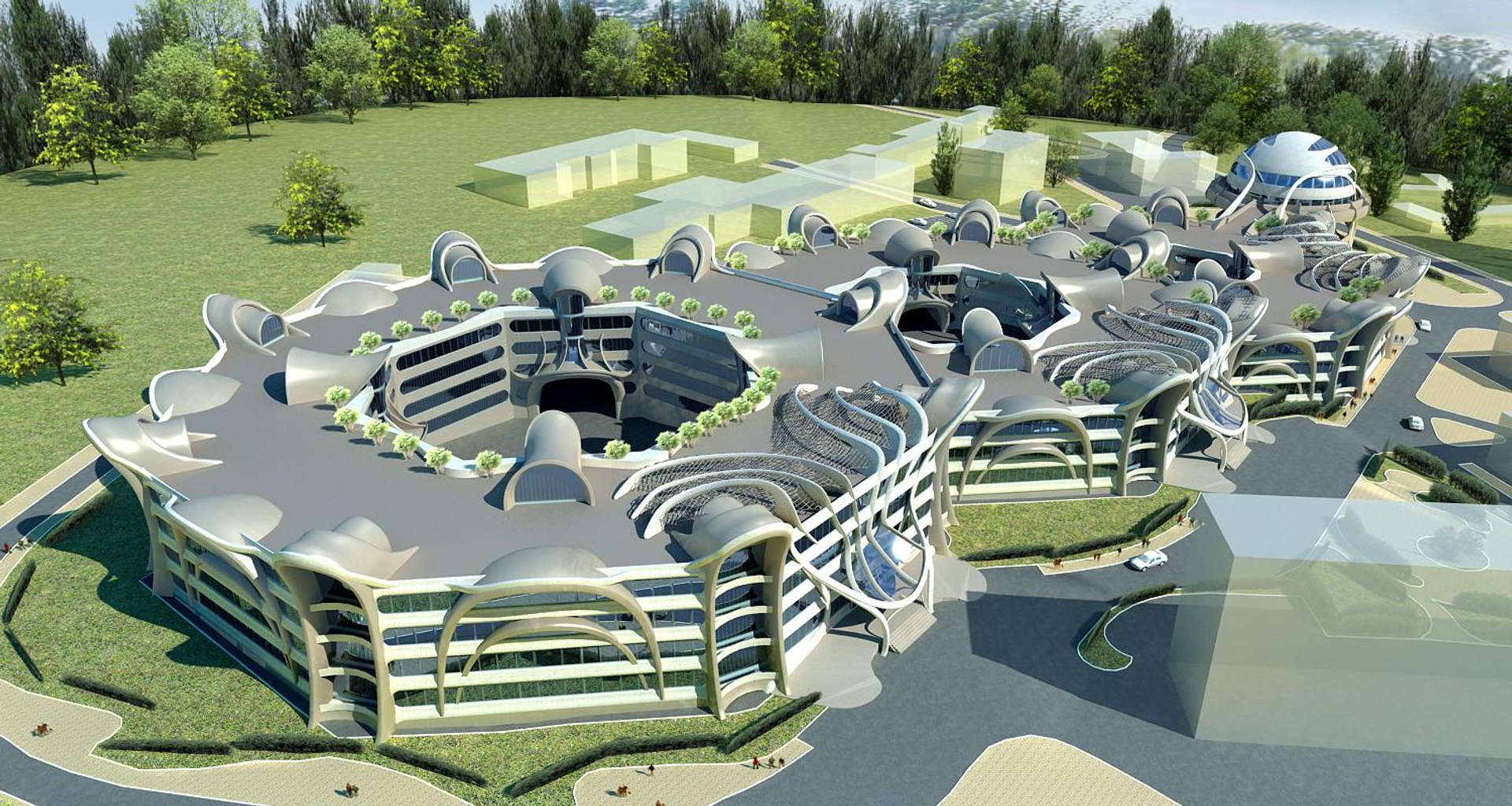 3d Architecture Buildings Futuristic Complex