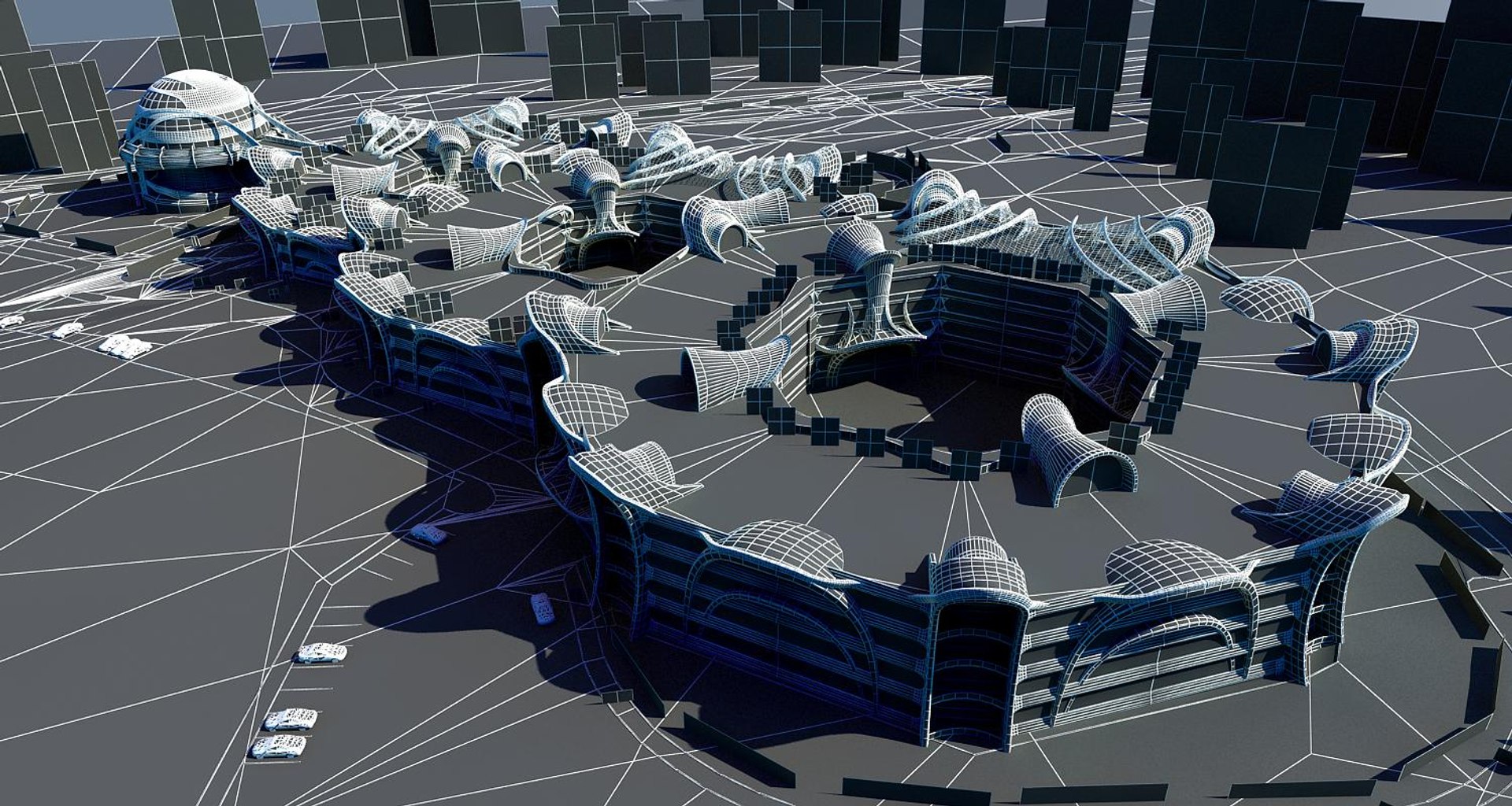 3d Architecture Buildings Futuristic Complex