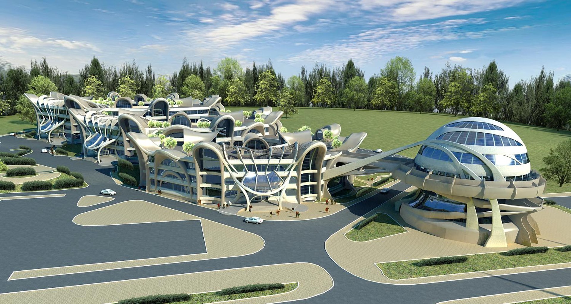 3d Architecture Buildings Futuristic Complex