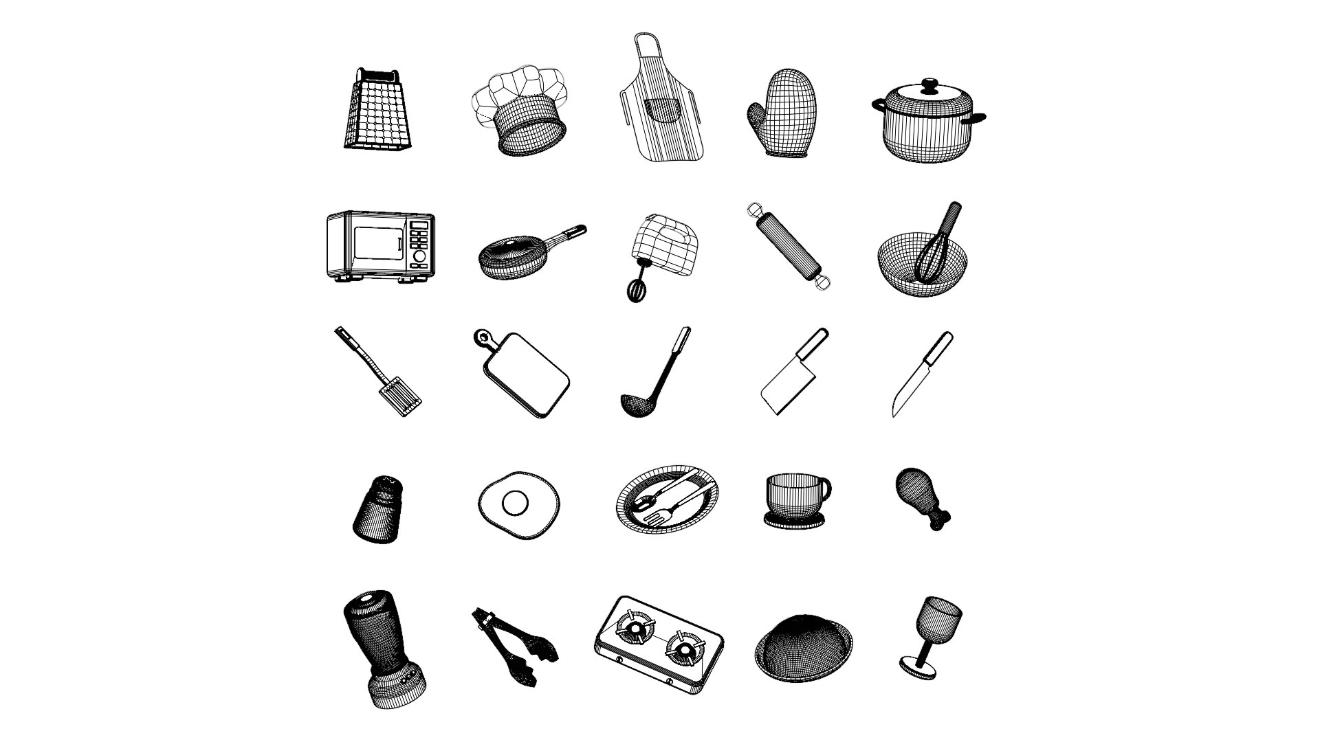 25 3D Kitchen Icon Pack Model - TurboSquid 2226847