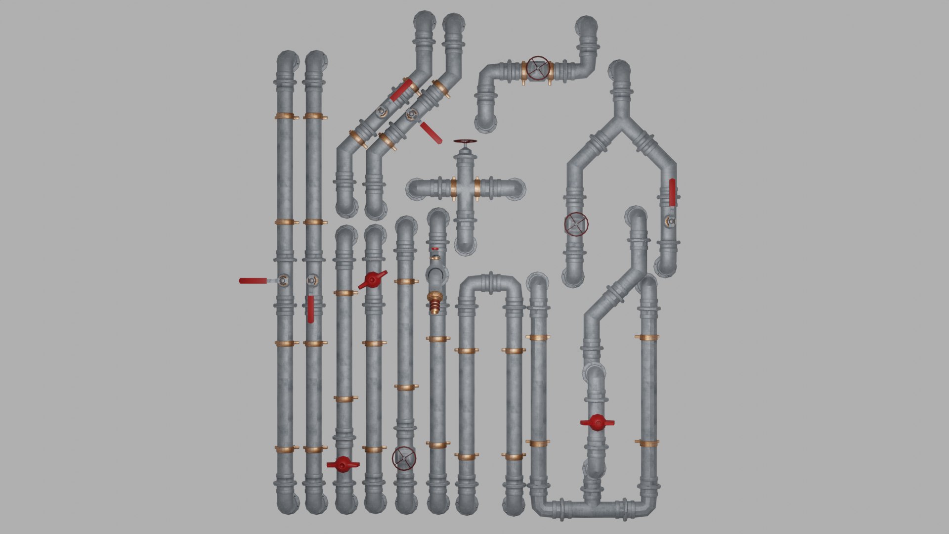 Modular Metal Pipes And Valves Collection 01 3D - TurboSquid 2219223