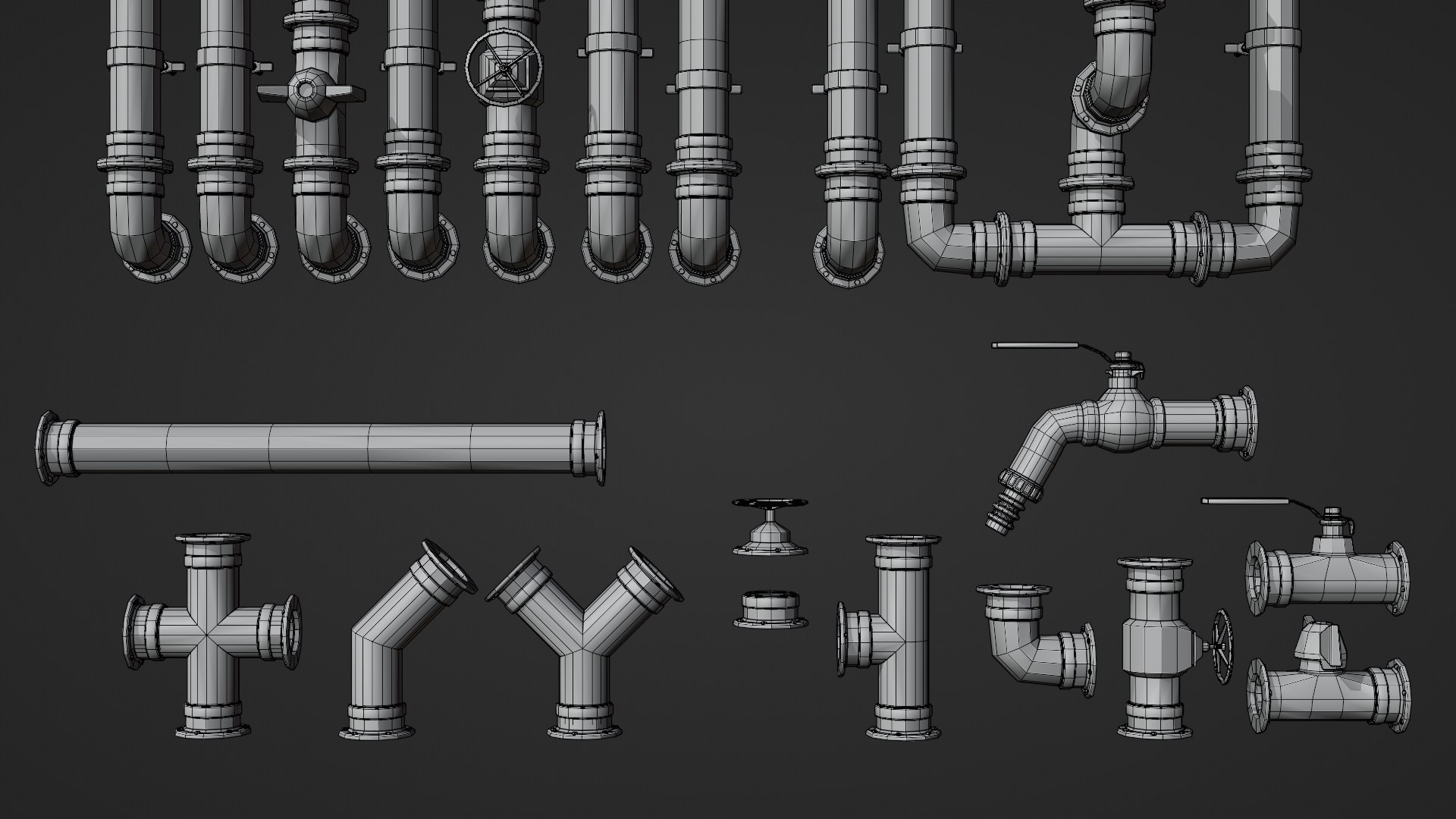 Modular Metal Pipes And Valves Collection 01 3D - TurboSquid 2219223
