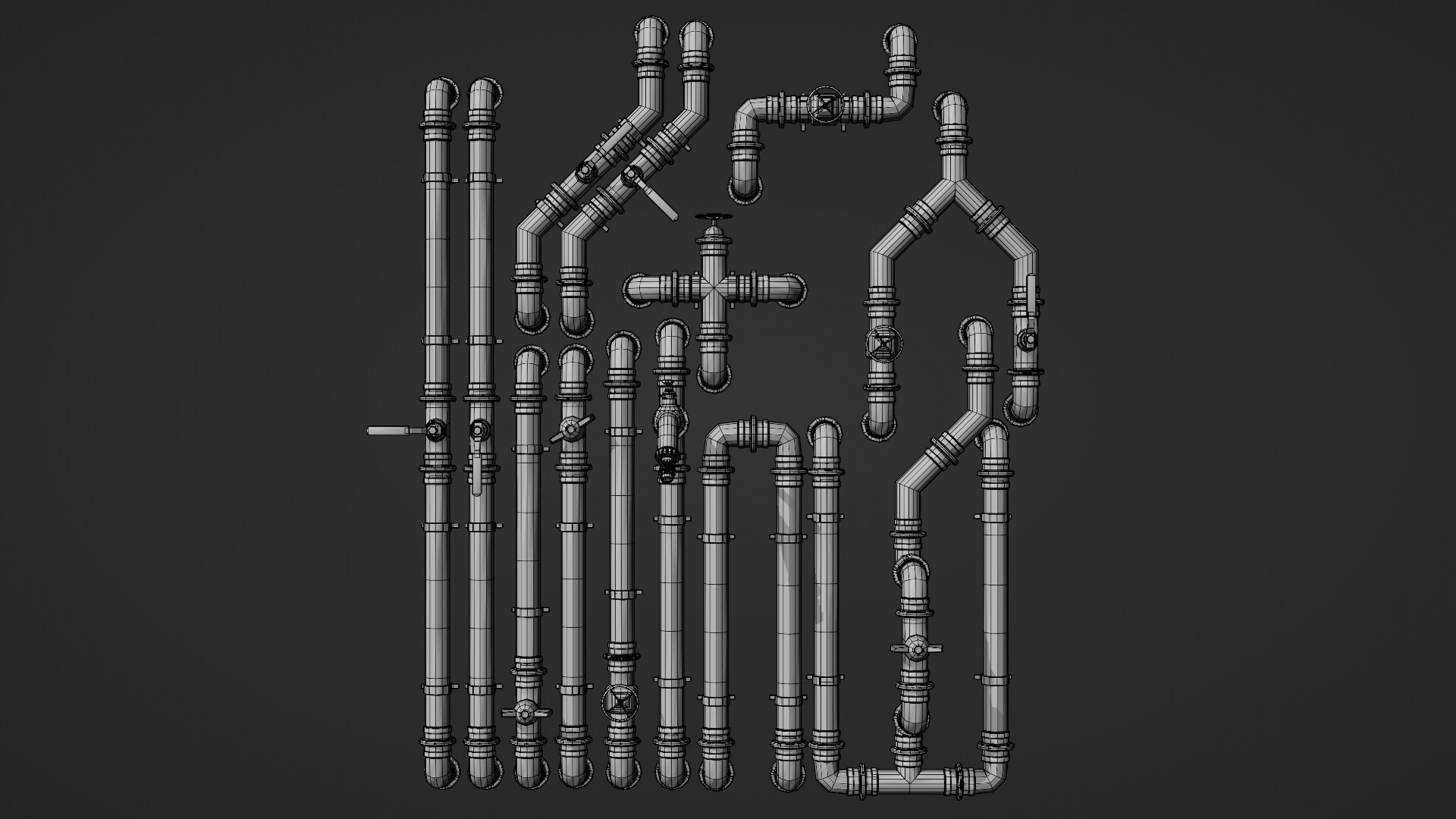 Modular Metal Pipes And Valves Collection 01 3D - TurboSquid 2219223