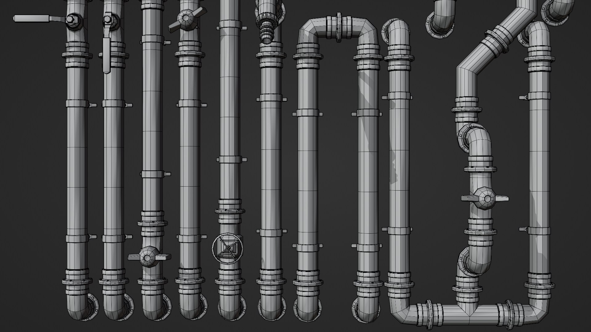 Modular Metal Pipes And Valves Collection 01 3D - TurboSquid 2219223