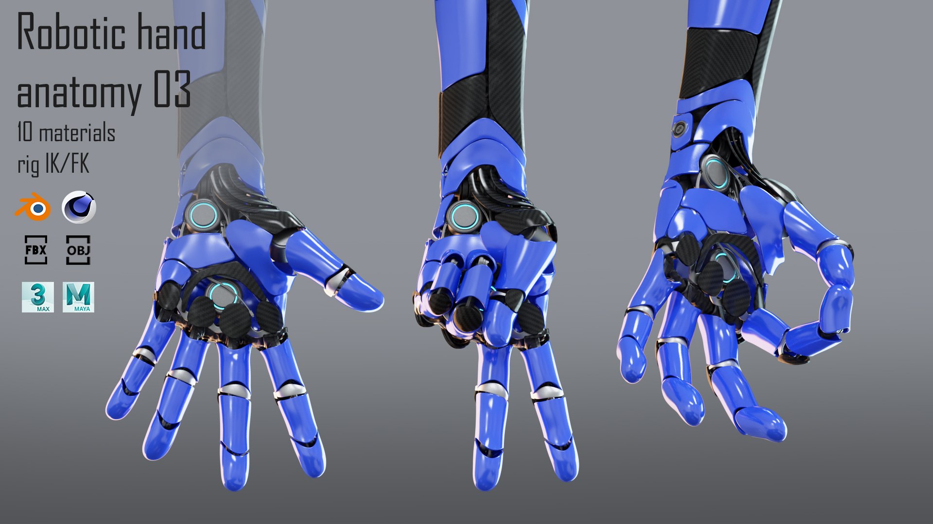 3D Robotic Hand Anatomy 03 - TurboSquid 1828045