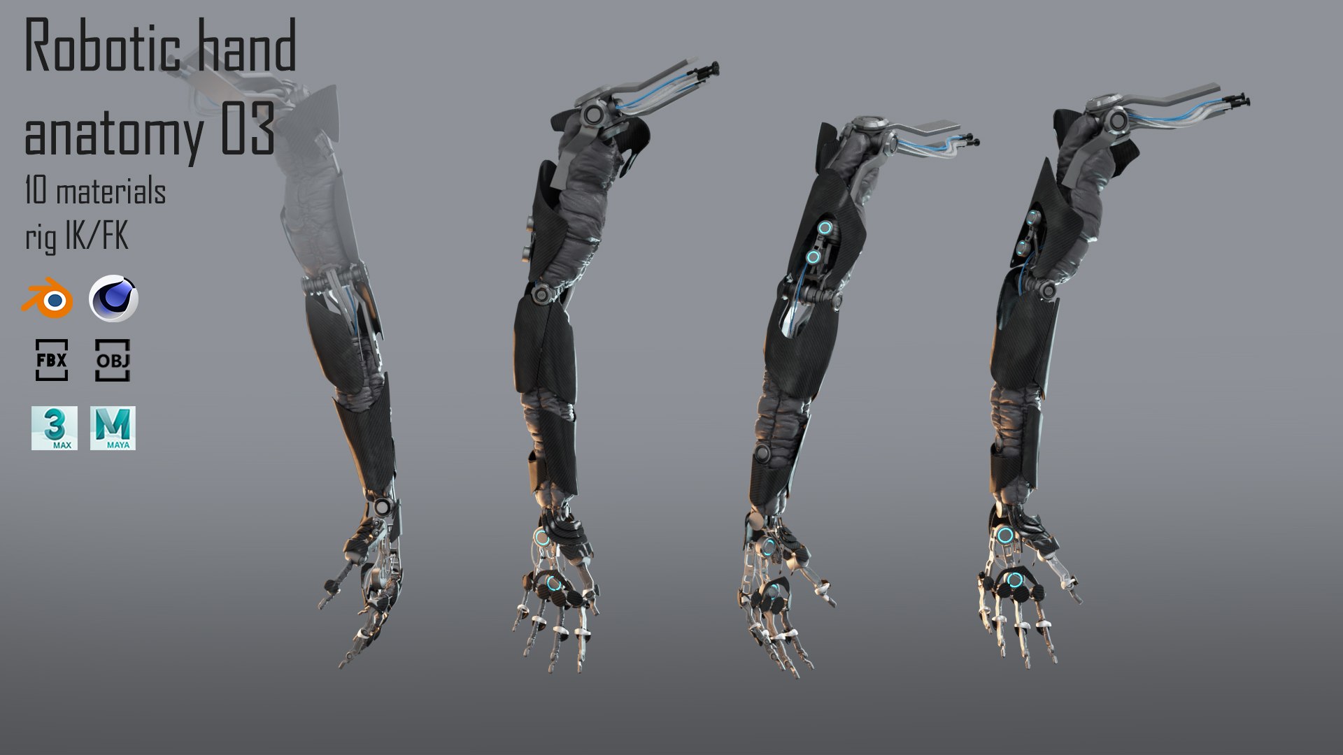 3D Robotic Hand Anatomy 03 - TurboSquid 1828045