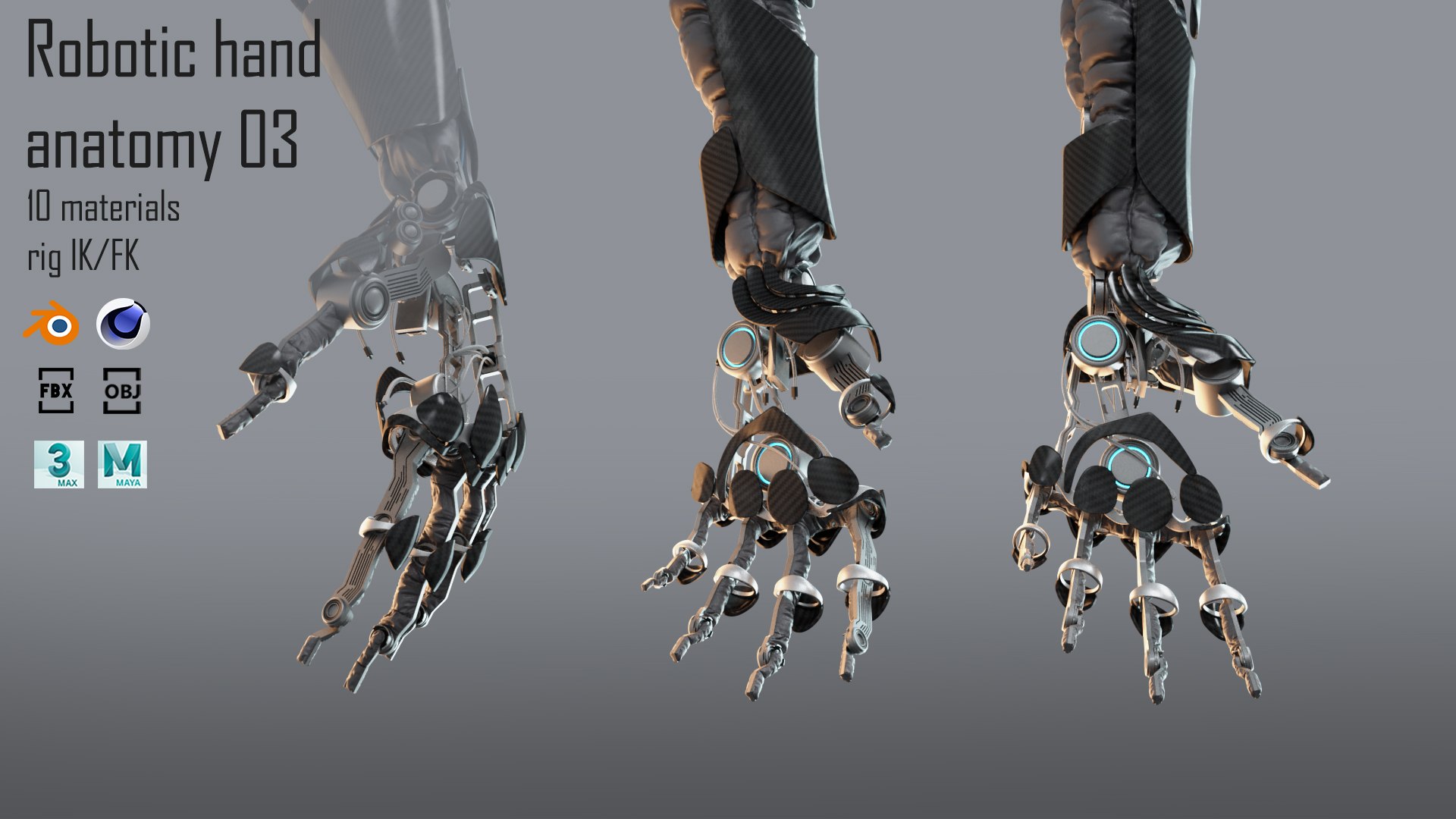 3D Robotic Hand Anatomy 03 - TurboSquid 1828045