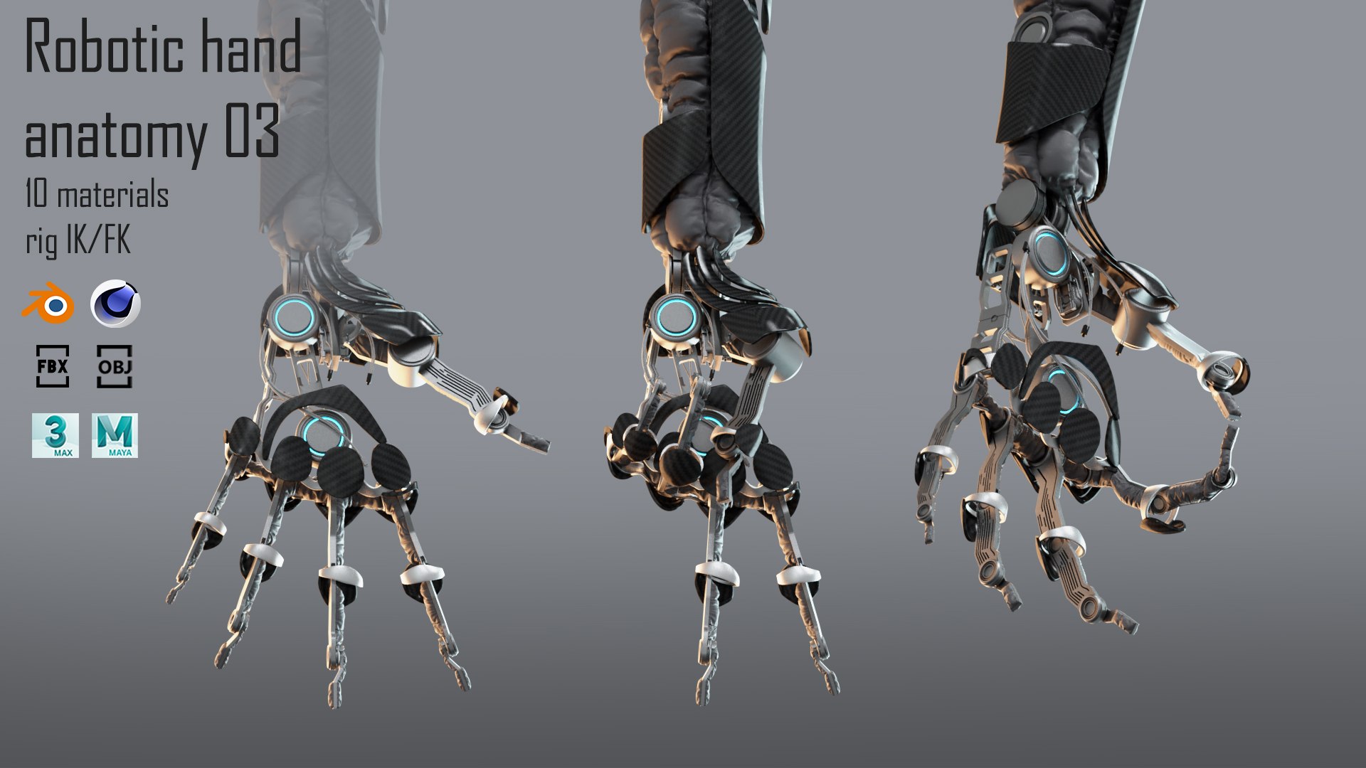 3D Robotic Hand Anatomy 03 - TurboSquid 1828045