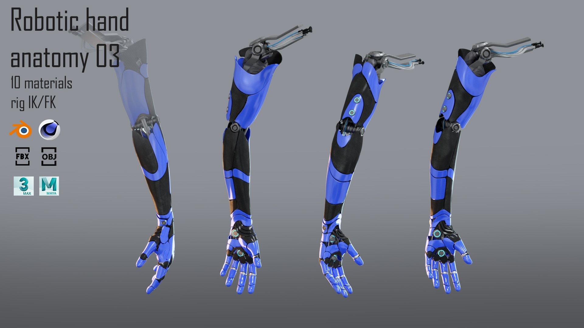 3D Robotic Hand Anatomy 03 - TurboSquid 1828045