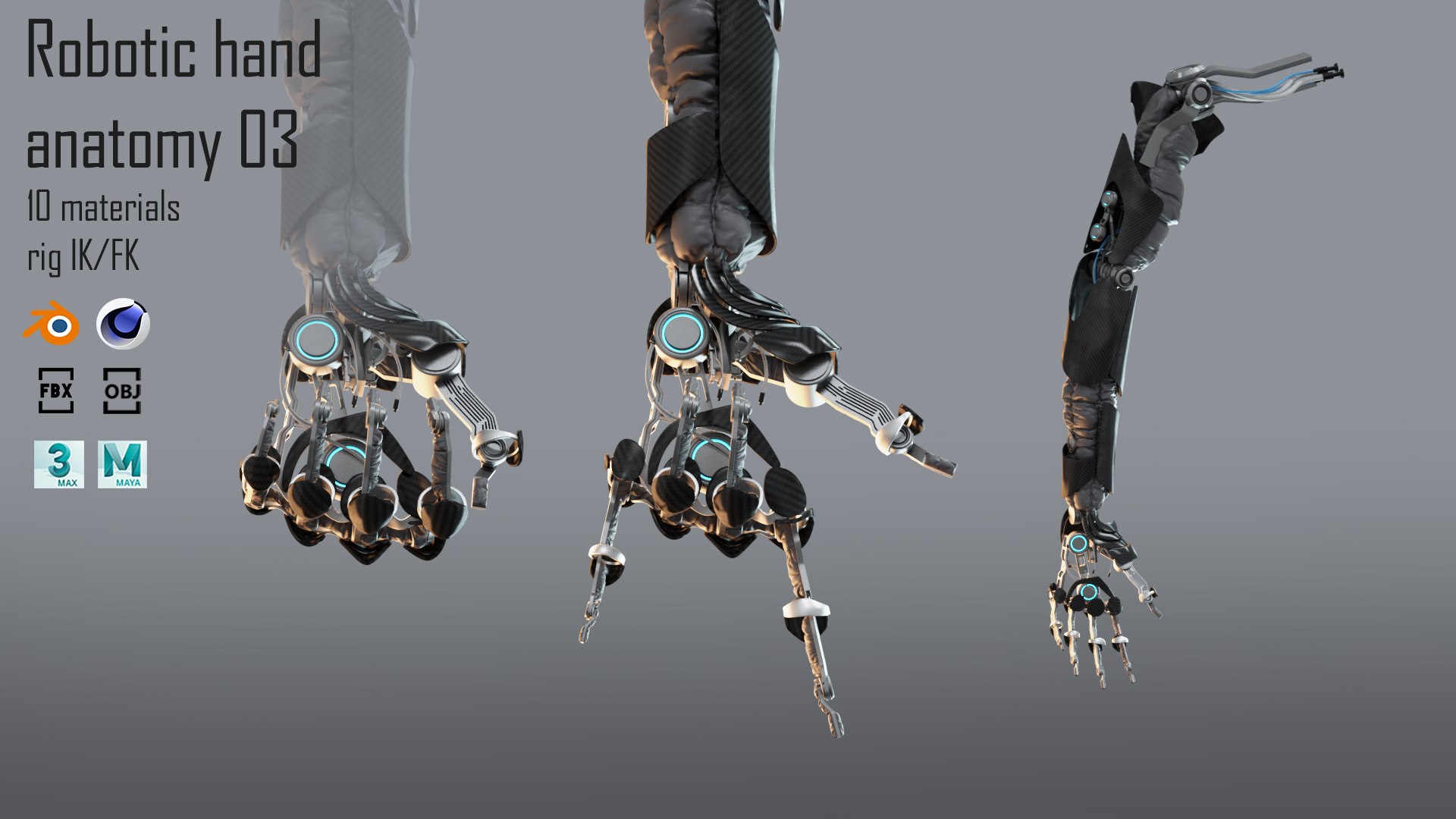 3D Robotic Hand Anatomy 03 - TurboSquid 1828045