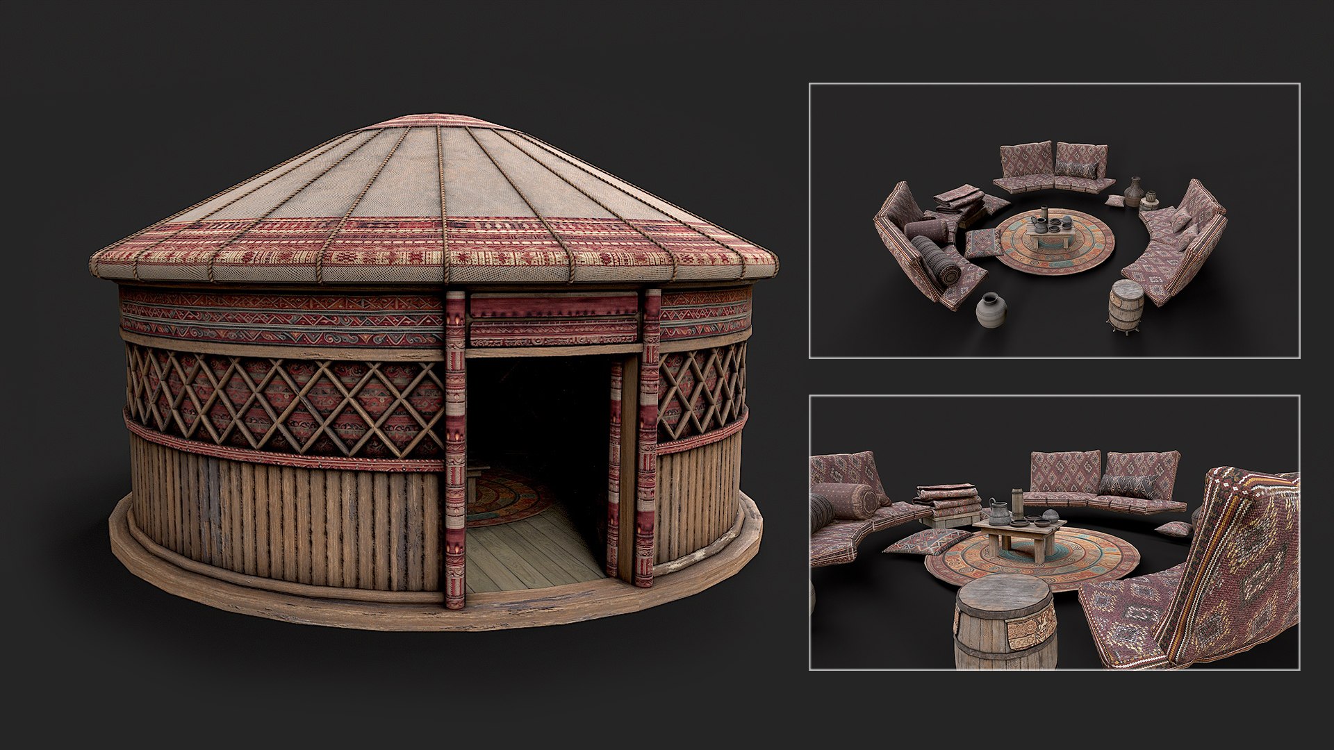 3D Mongolian Yurt And Interior 3 Model - TurboSquid 2360392