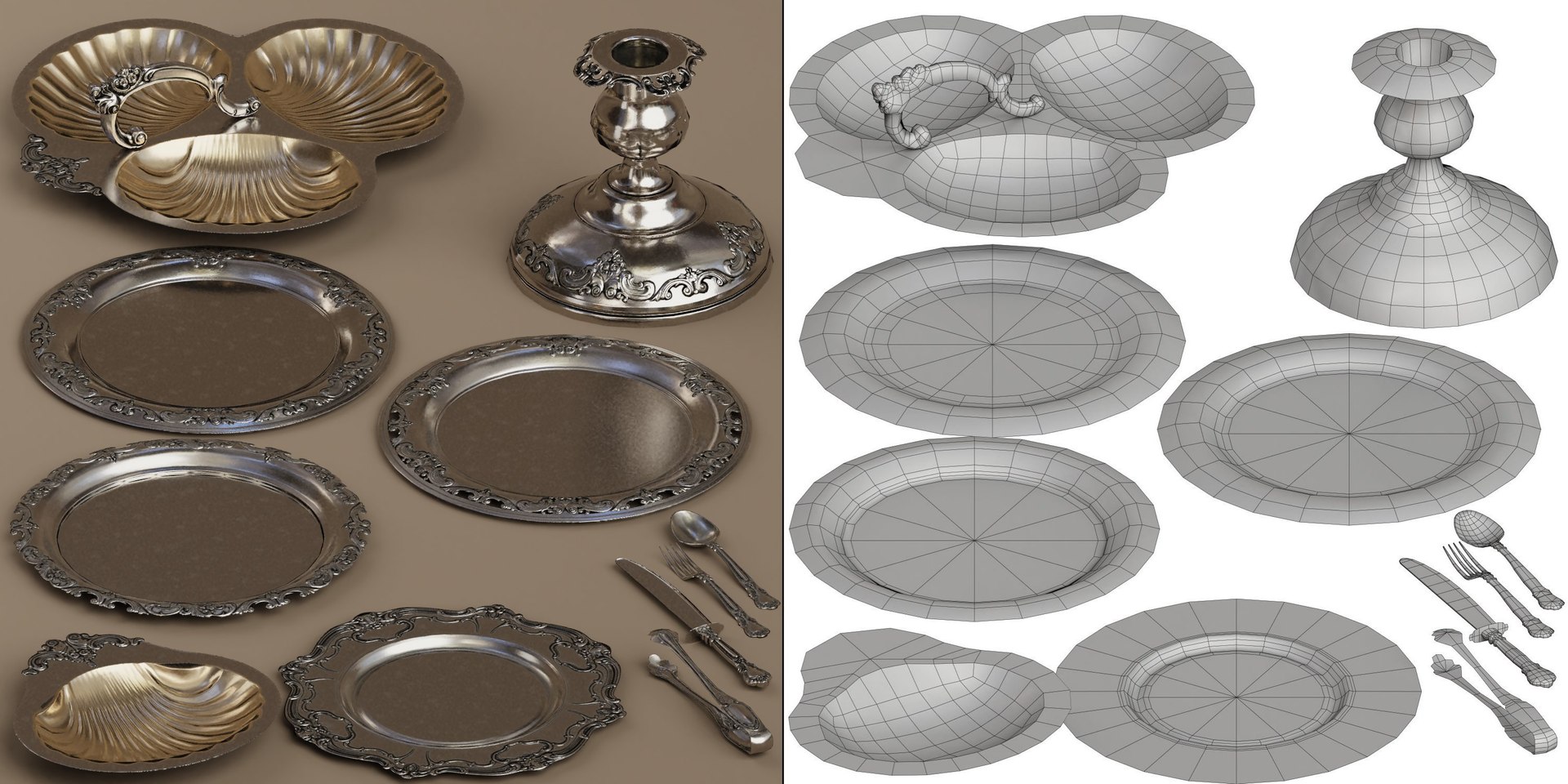 Silver Holloware Set 44 Model - TurboSquid 1452986