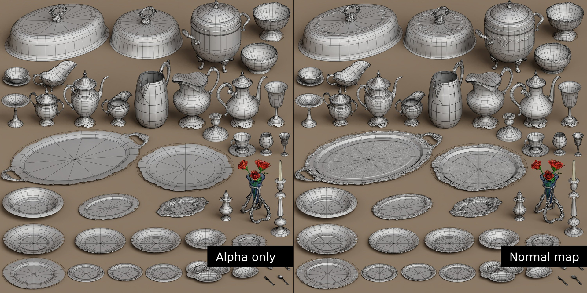 Silver holloware set 44 model - TurboSquid 1452986