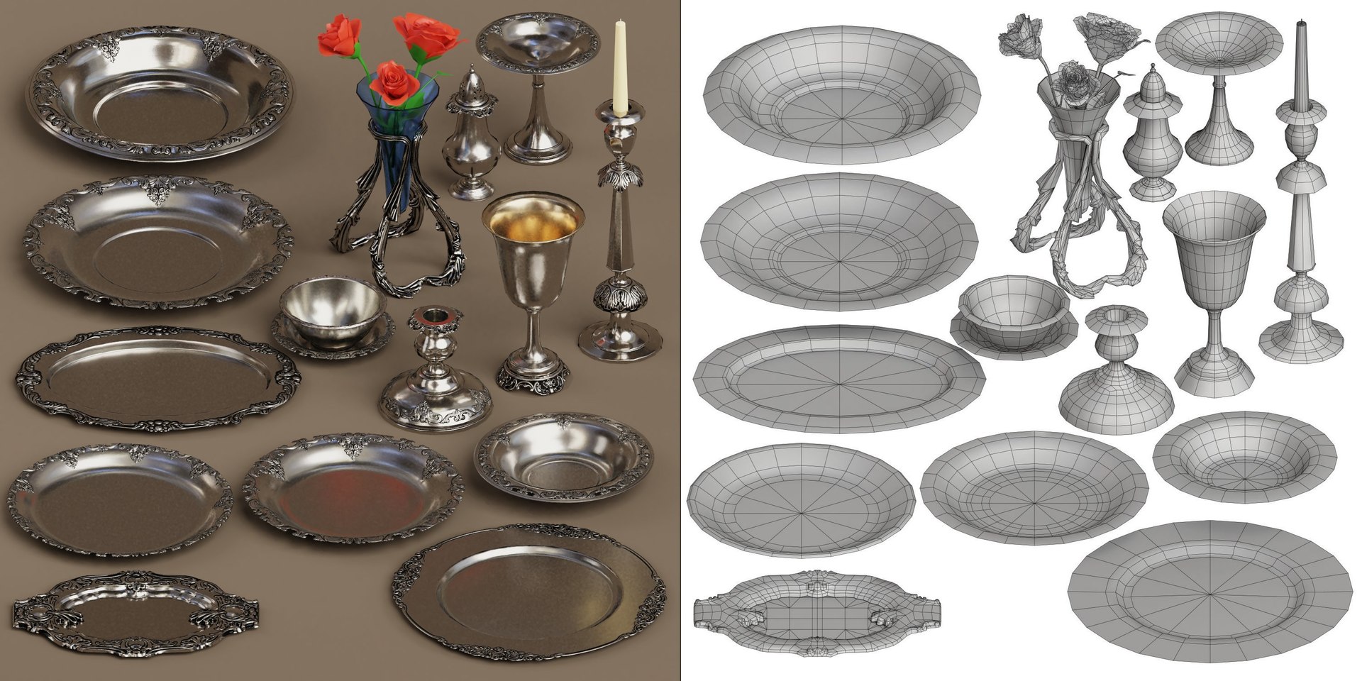 Silver Holloware Set 44 Model - TurboSquid 1452986