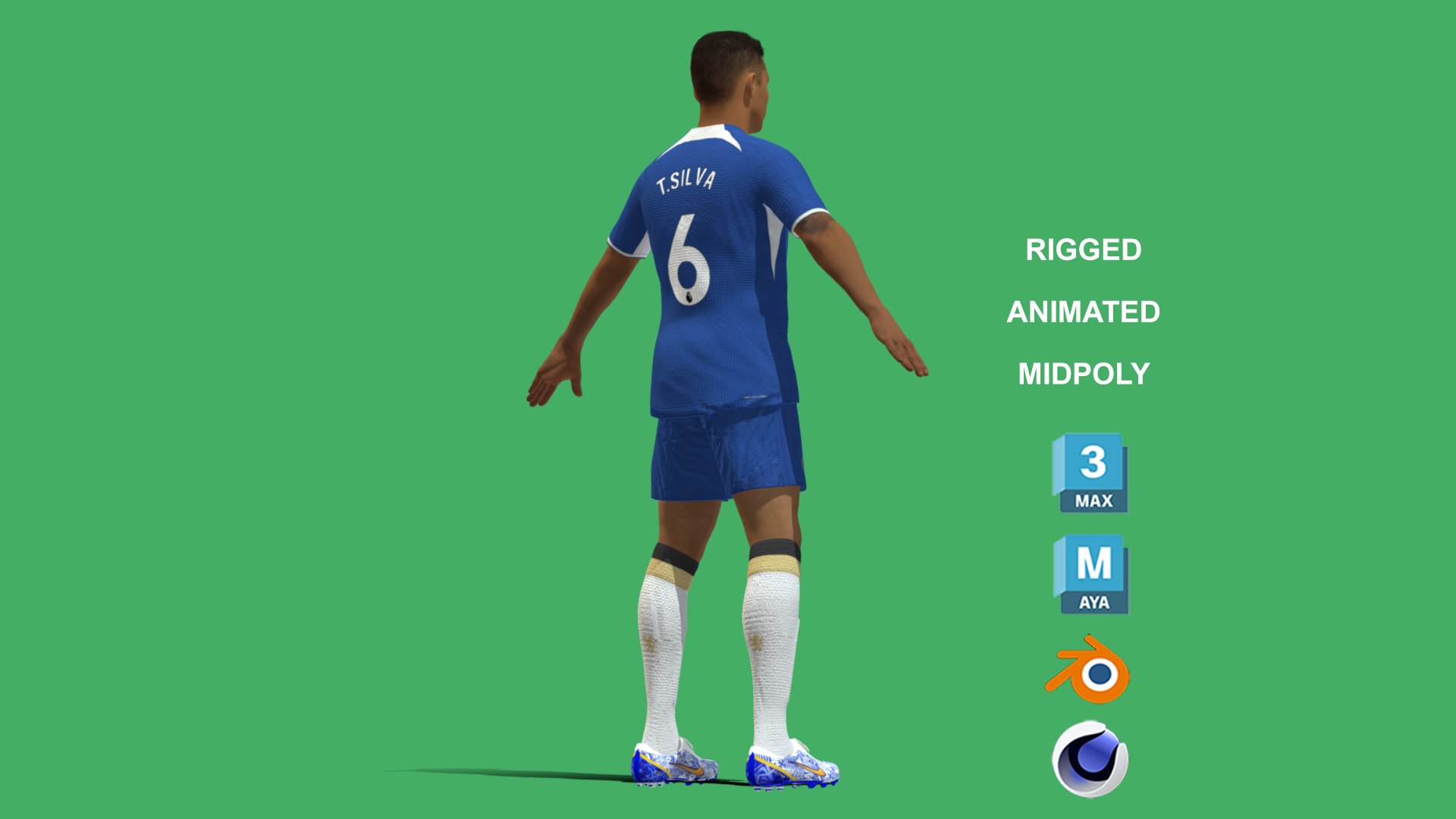 3D 3D Rigged Thiago Silva Chelsea 2024 Model - TurboSquid 2145170