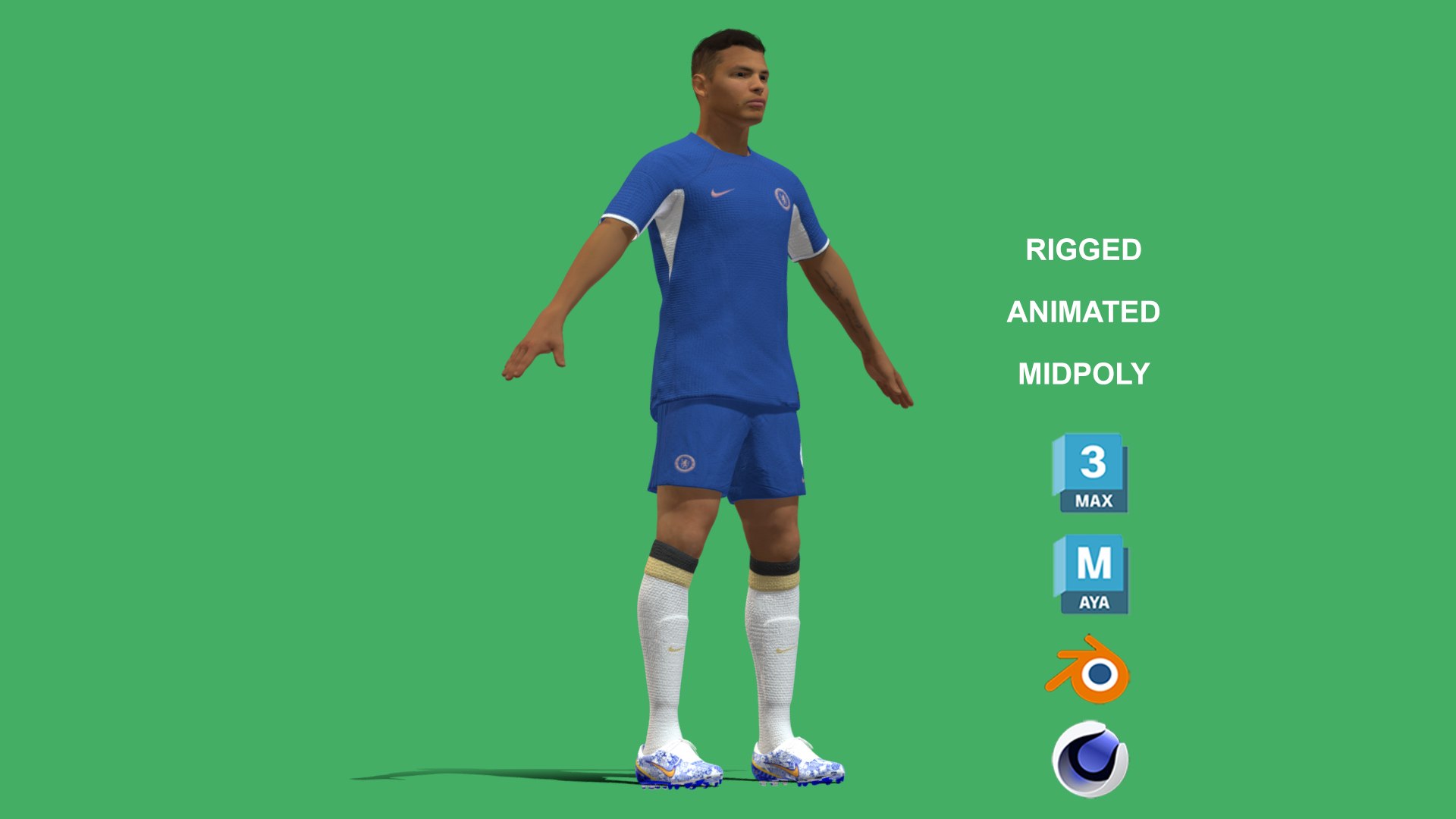 3D 3D Rigged Thiago Silva Chelsea 2024 Model - TurboSquid 2145170