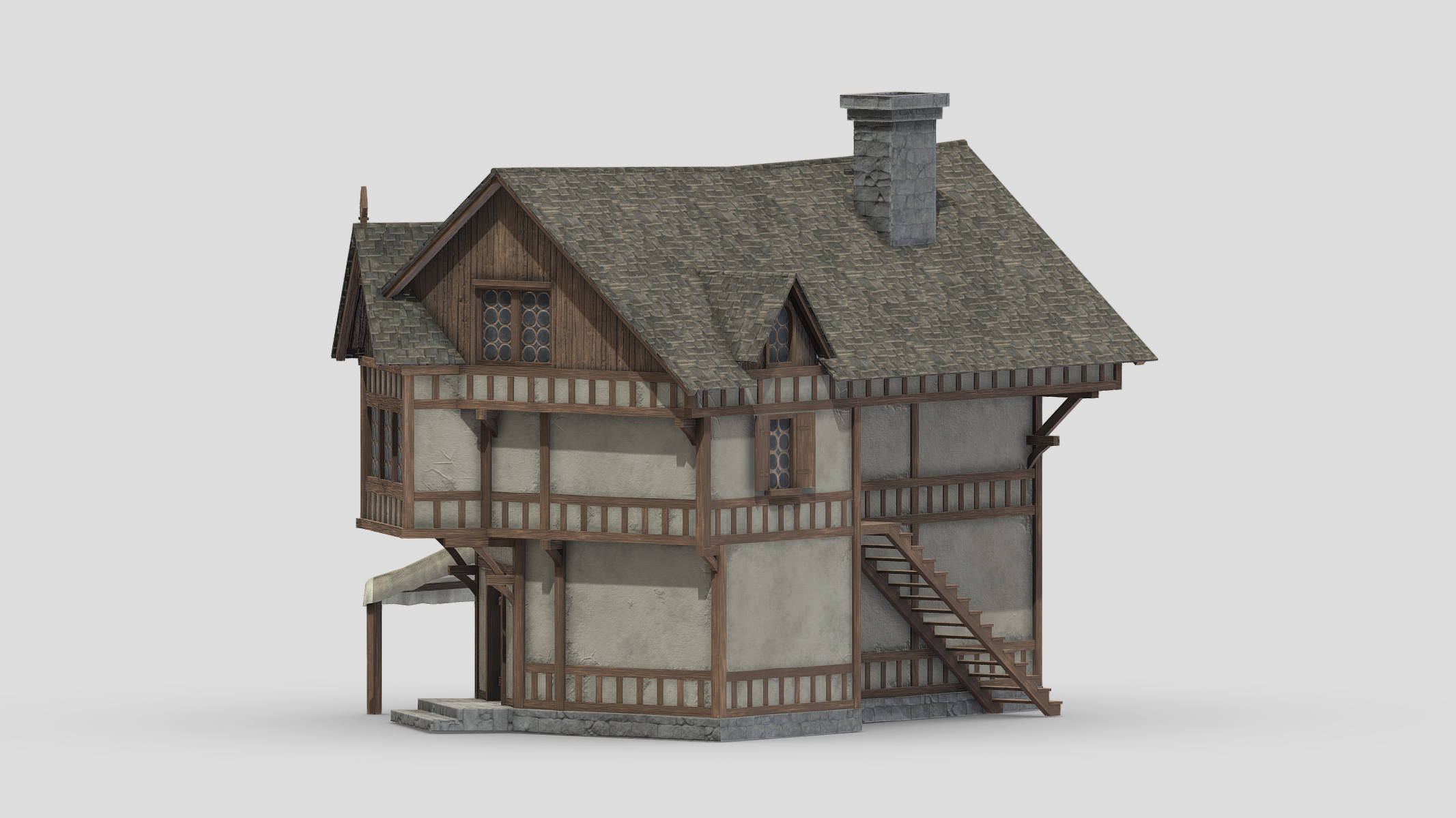Medieval Building 01 Low Poly PBR Realistic model - TurboSquid 1973775