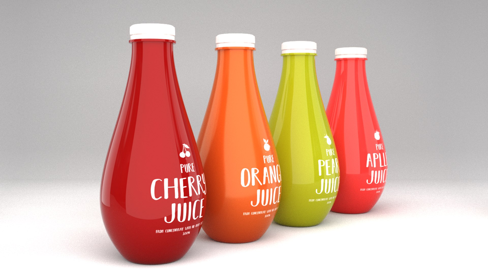 set fruit juices 3d model