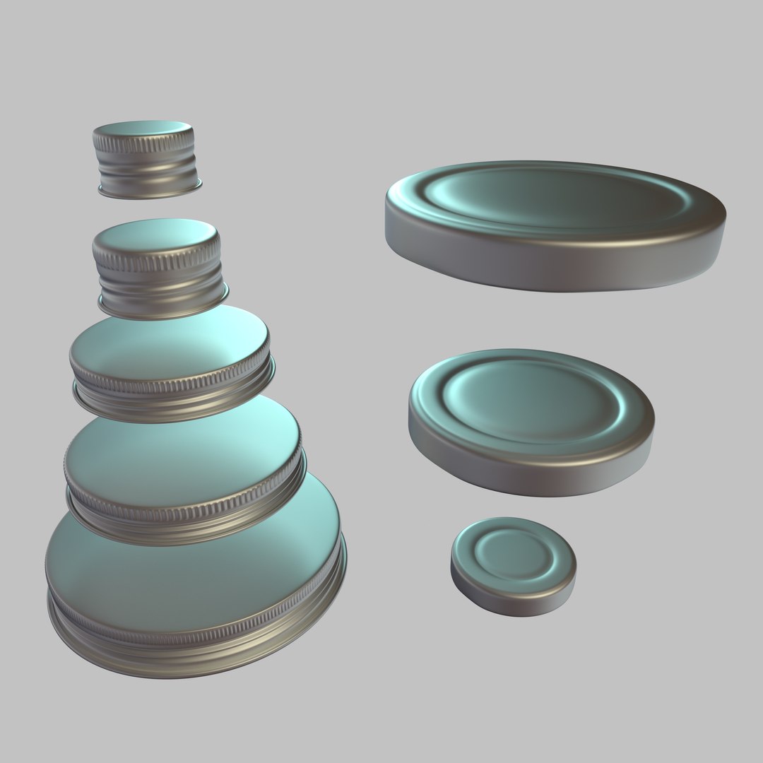 modelo 3d Aluminium Bottle Caps - TurboSquid 2028577