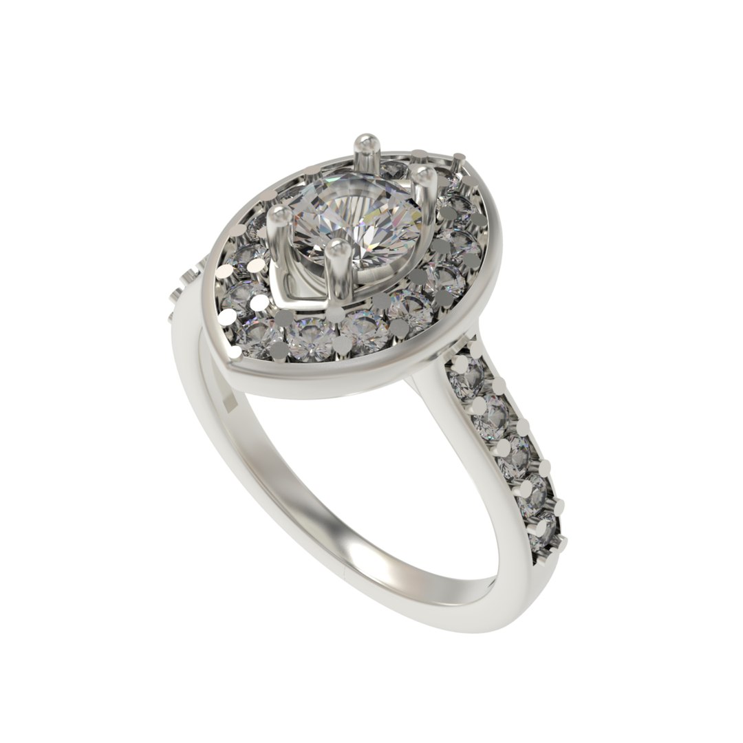 3D Halo Ring With Diamond CAD Design For Print Model 001 - TurboSquid ...