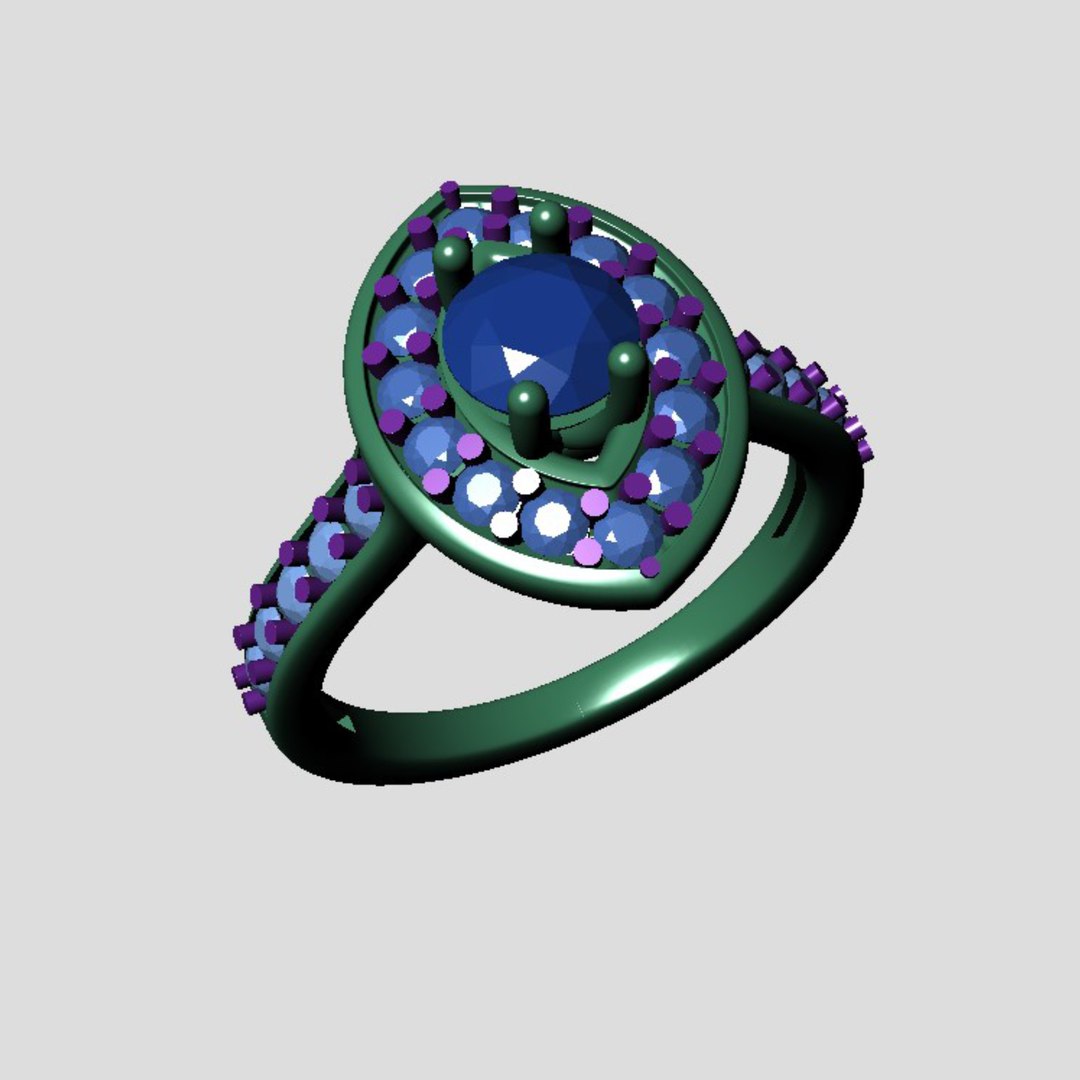 3D Halo Ring With Diamond CAD Design For Print Model 001 - TurboSquid ...