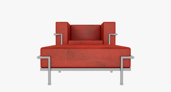 Le Corbusier LC2 Chair and Puff Orange Leather model - TurboSquid 2011391