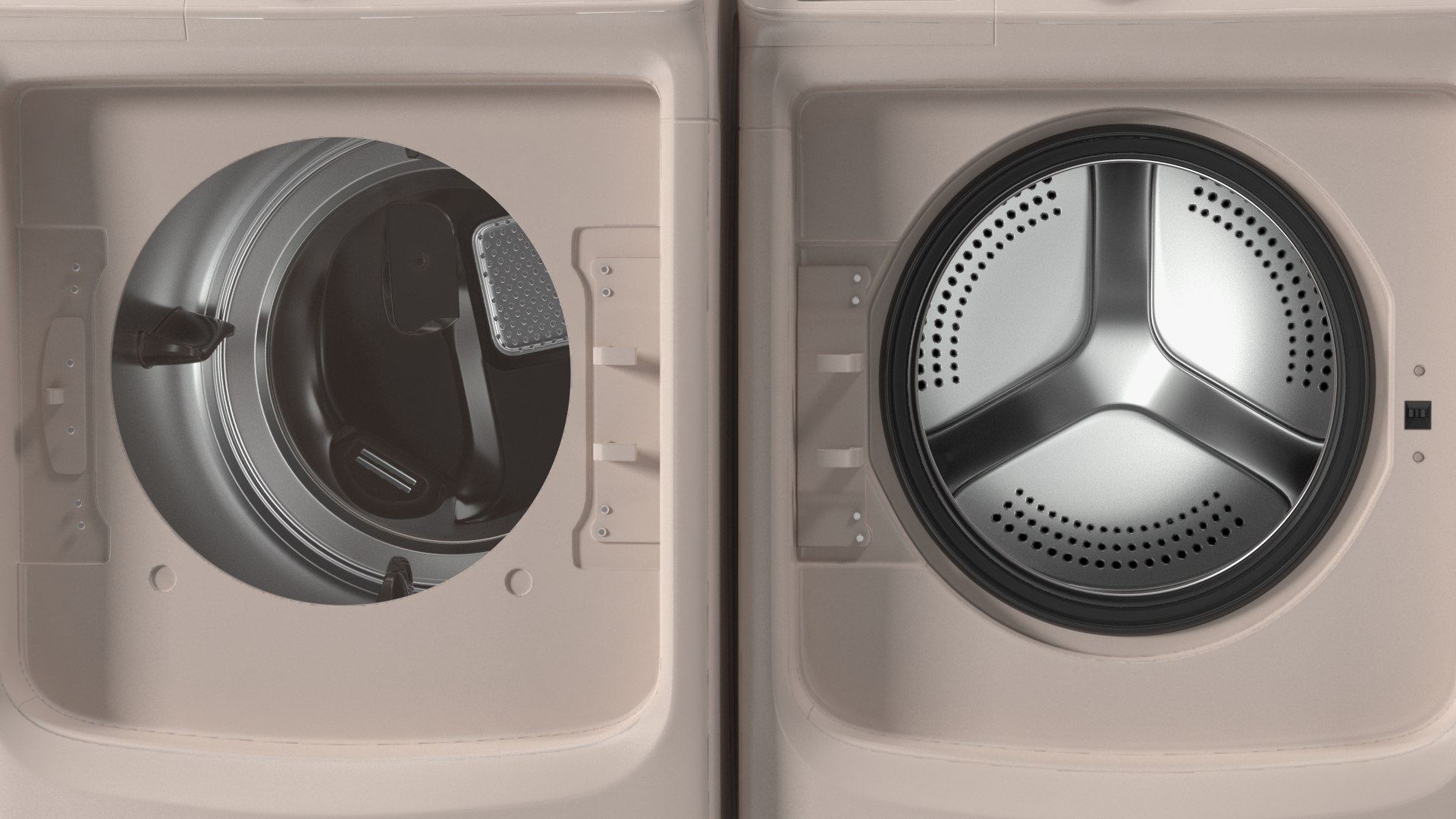 3D Model Beige Washer And Dryer Set - TurboSquid 2062995