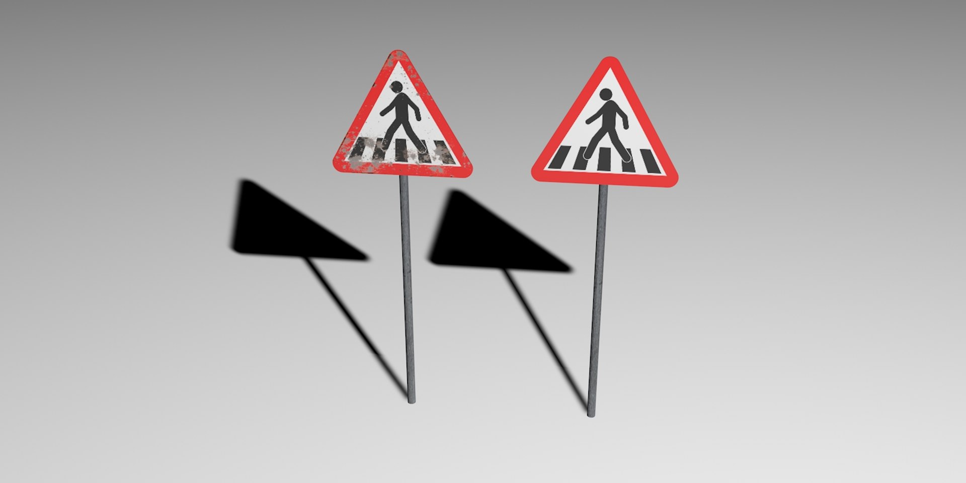 3d Model Road Sign Crosswalk