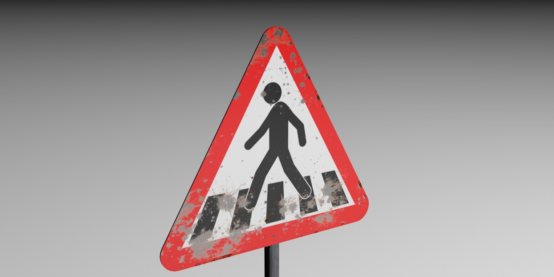 3d Model Road Sign Crosswalk