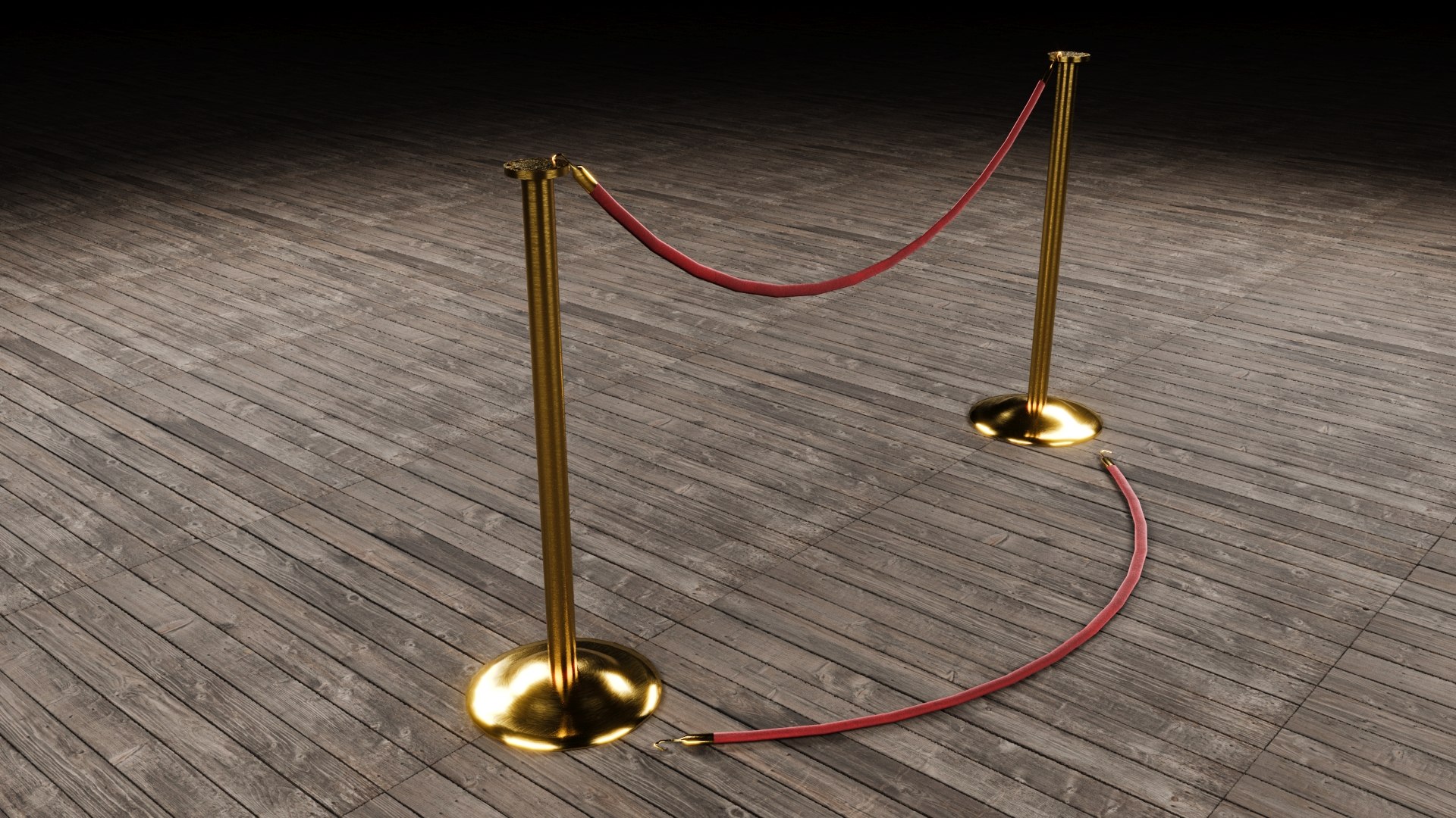 3D Silver And Gold Stanchion Low-poly - TurboSquid 2164720