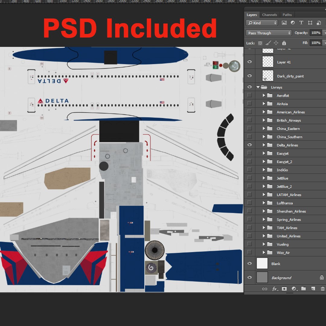 3d model airbus a320 delta airlines