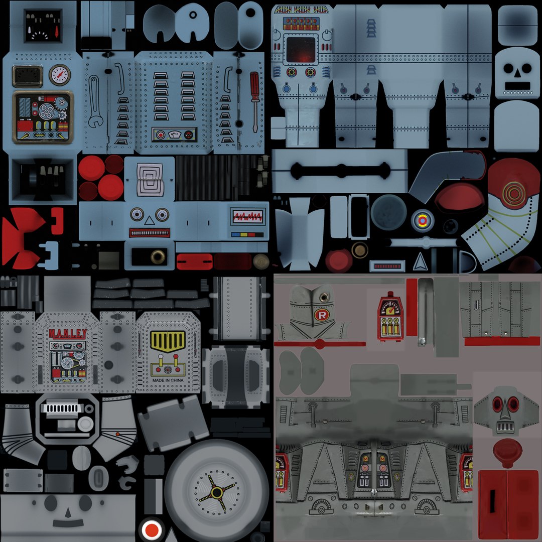 3d Obj Retro Toy Robots