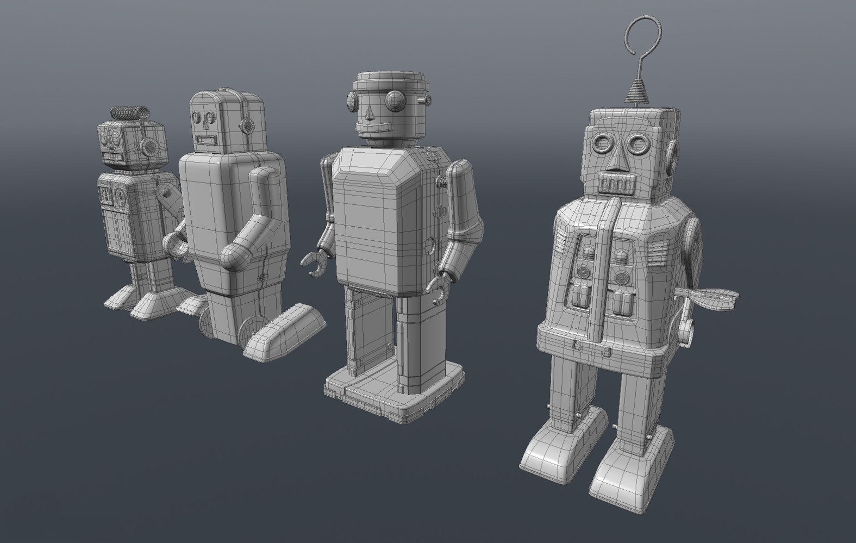 3d Obj Retro Toy Robots