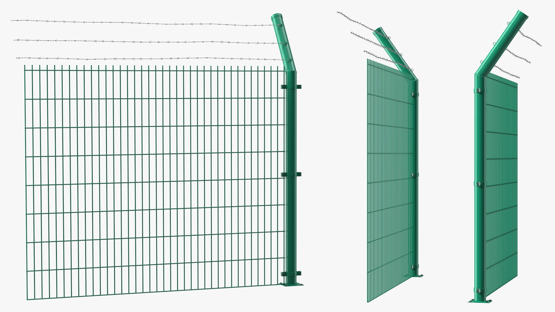 3D Mesh Fence With Barber Wire Green - TurboSquid 1950859