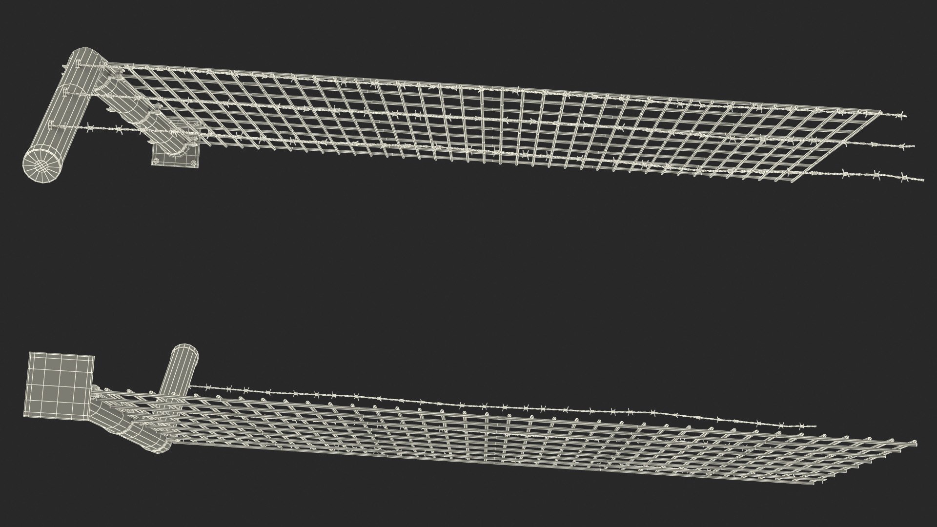 3D Mesh Fence With Barber Wire Green - TurboSquid 1950859